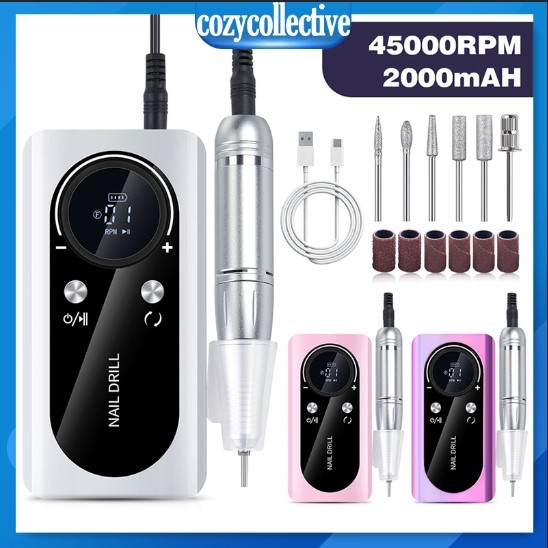 45000RPM Nail Drill Machine Electric Portable Nail File Rechargeable ...