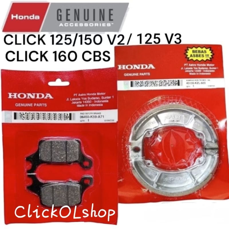 HONDA CLICK BRAKE SHOE, BRAKE PAD 125 V2 V3 | 150 V2 | 160 CBS | Shopee ...