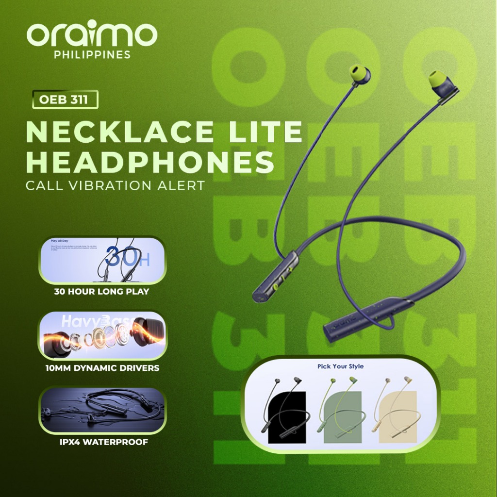 Oraimo OEB-311 Neckband Wireless Bluetooth Earphones Ipx4 Waterproof ...