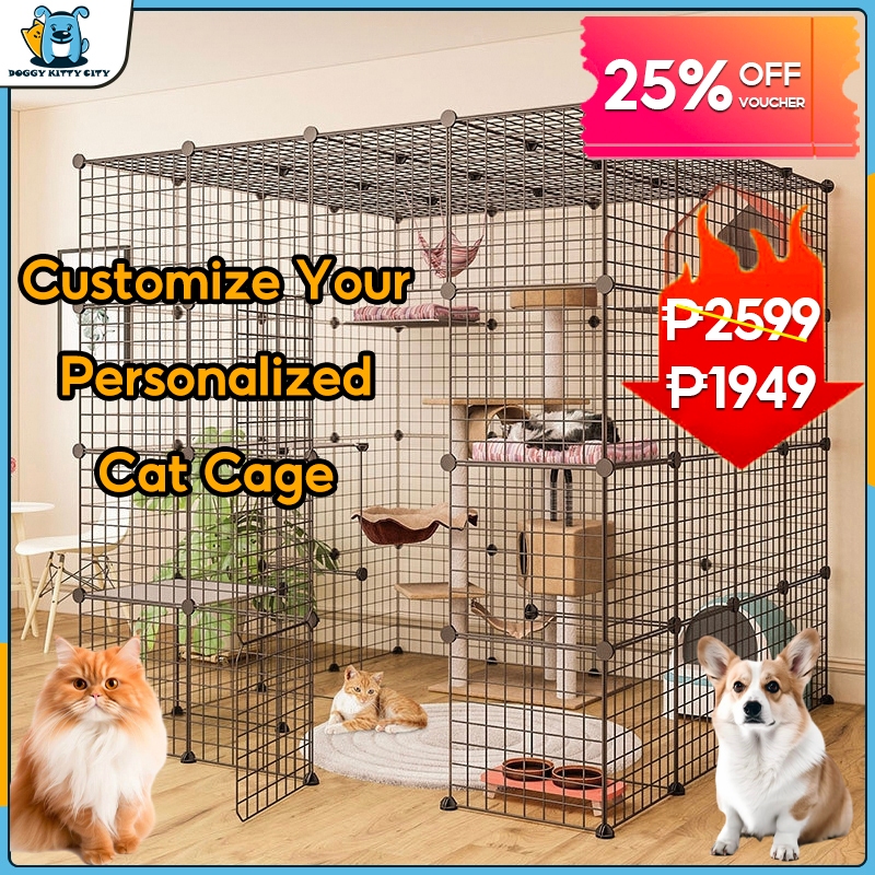 Cat Cage DIY Large Pet House Splicing Cat Cage Multi-function Sleeping ...