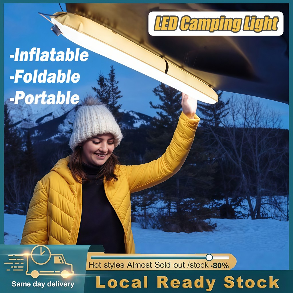 Inflatable Tube Light Solar Camping Light Portable Travel Foldable ...