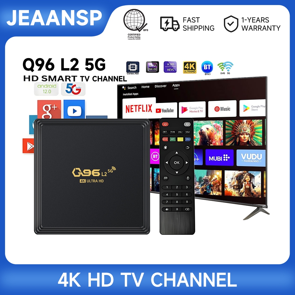 TV BOX Q96 Pro Max With Bluetooth 8K HD 5G 4+64G Android Color Ultra HD Smart TV Box 2.4GHz ...