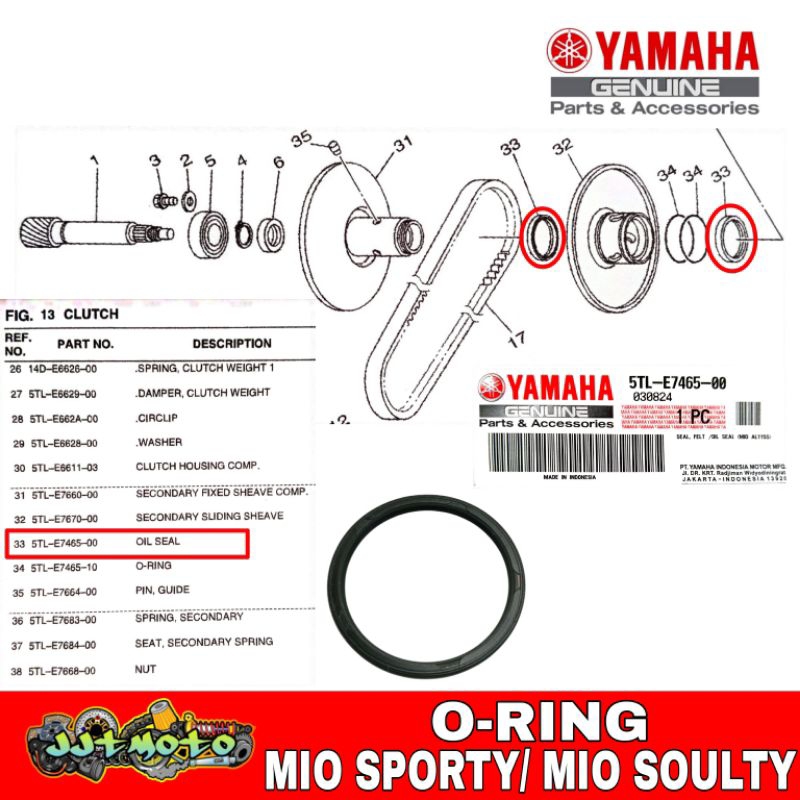 OIL SEAL FEMALE TORQUE DRIVE MIO SPORTY AND MIO SOULTY 5TL-E7465-00 ...