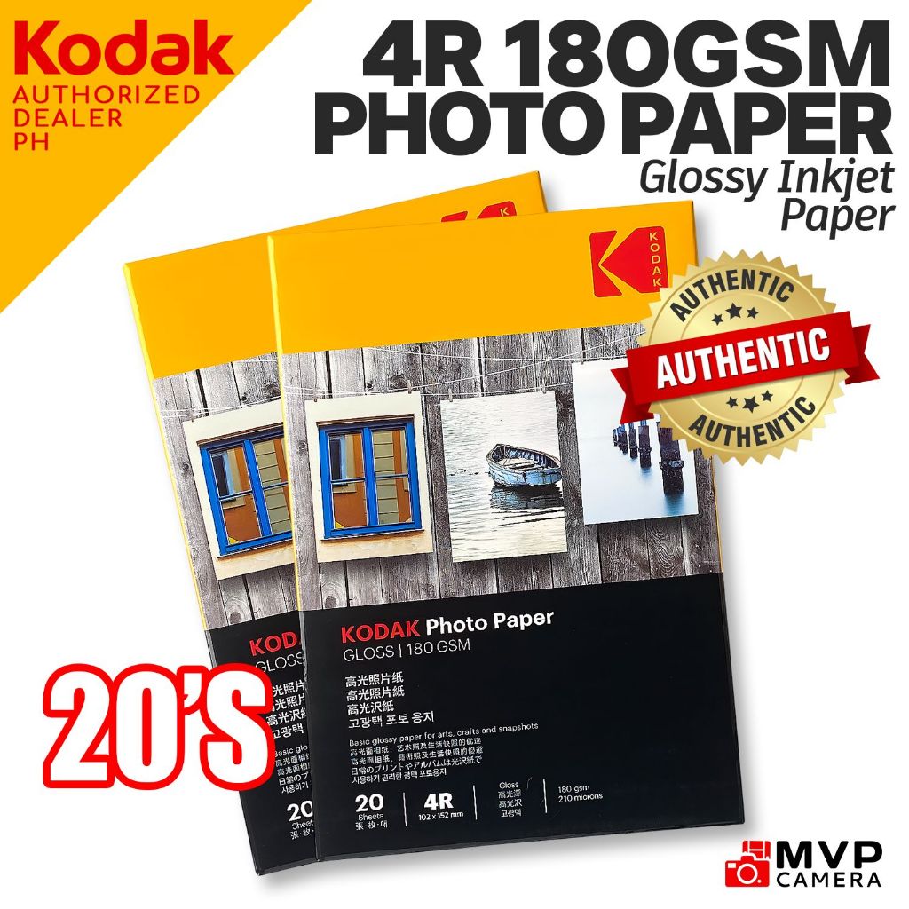[AUTHENTIC] KODAK 4R (4x6) Inkjet Photo Paper 180 GSM 20's Pack Glossy ...