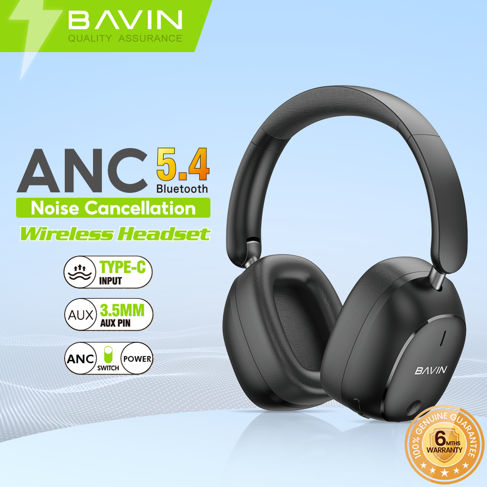 BAVIN BH58 Wireless Bluetooth Earphone Headphone 5.4 w/ Active Noise ...