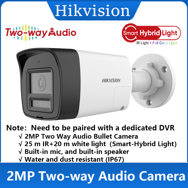 Hikvision 2MP Two-Way Audio CCTV Camera Smart-Hybrid Light Color IP67 ...