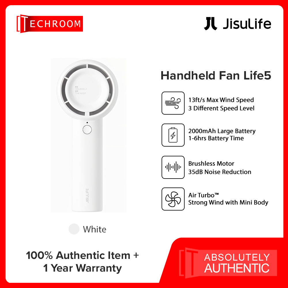 JISULIFE Life5 Handheld Fan | 2000 or 4500mAh | Up to 18hours Usage ...