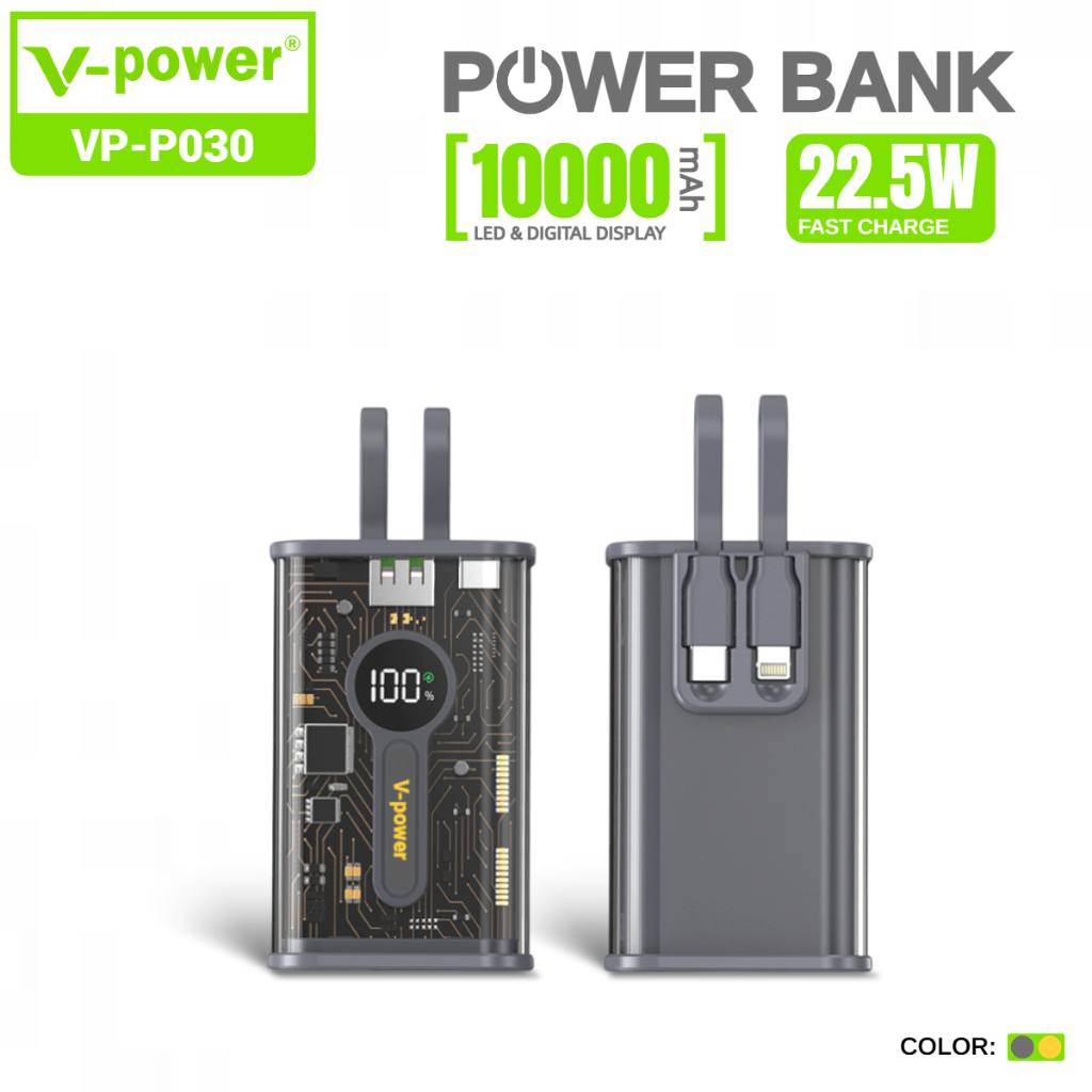 V-POWER VP-P030 10000mAh Original Powerbank 22.5W Super Fast Charge ...