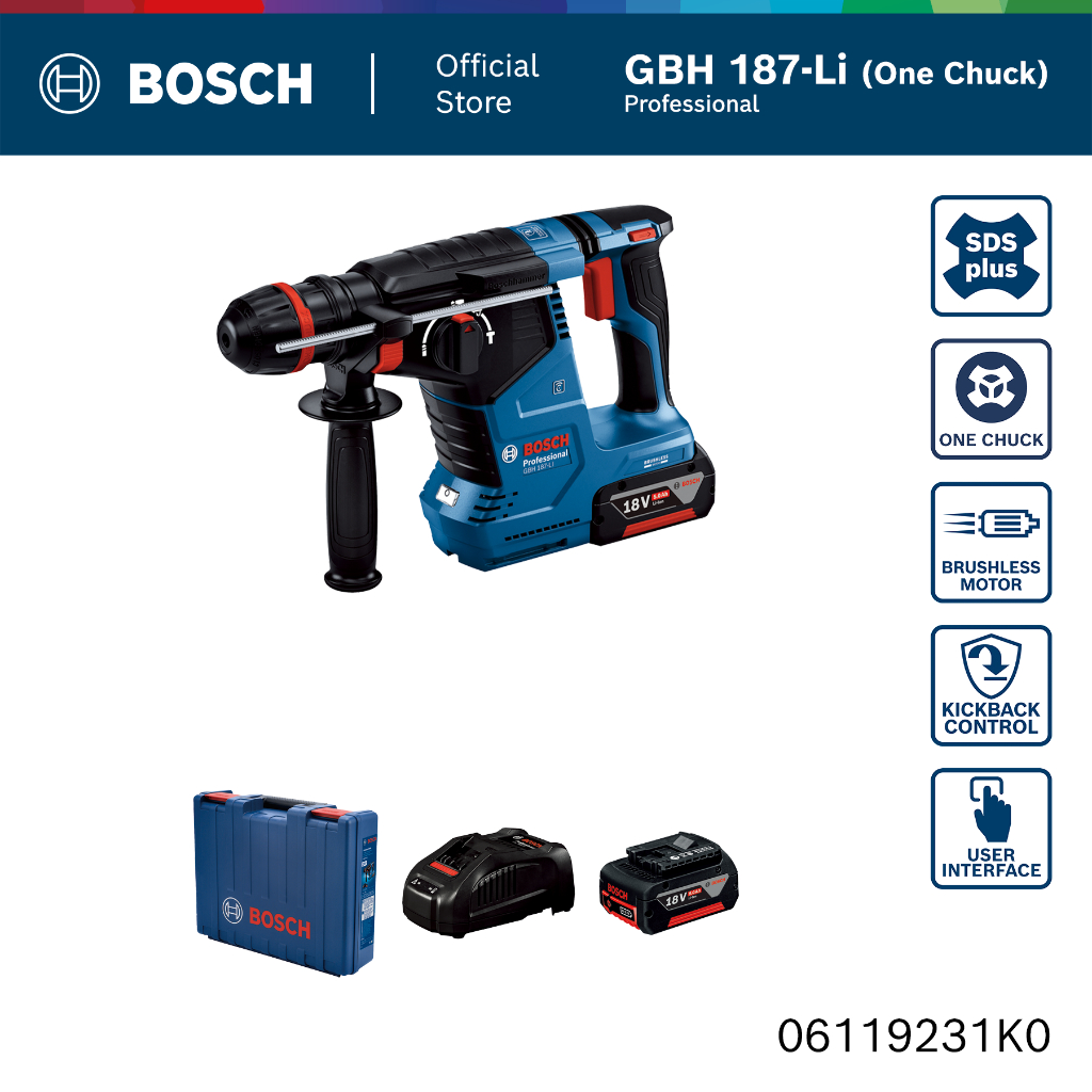 Bosch Power Tools GBH 187-LI (One Chuck) Professional 18V Cordless ...