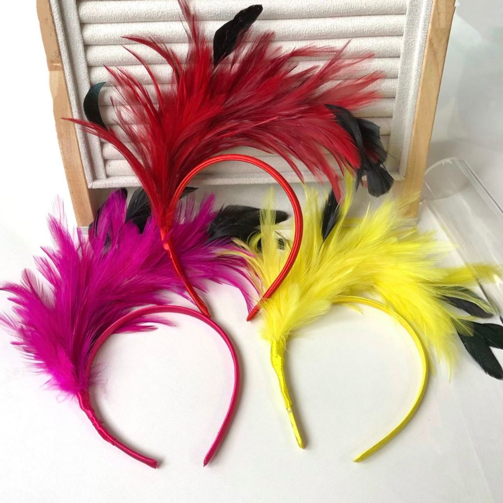 MISS LIN'S STUDIO Bohemian Feather Headband Solid Color Feather Open ...