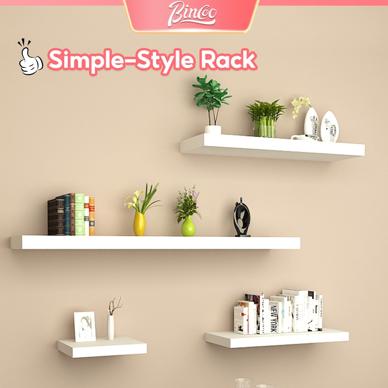 Bincoo 4pcs Storage Rack Wooden Shelf Set Floating Wall For Decoration ...