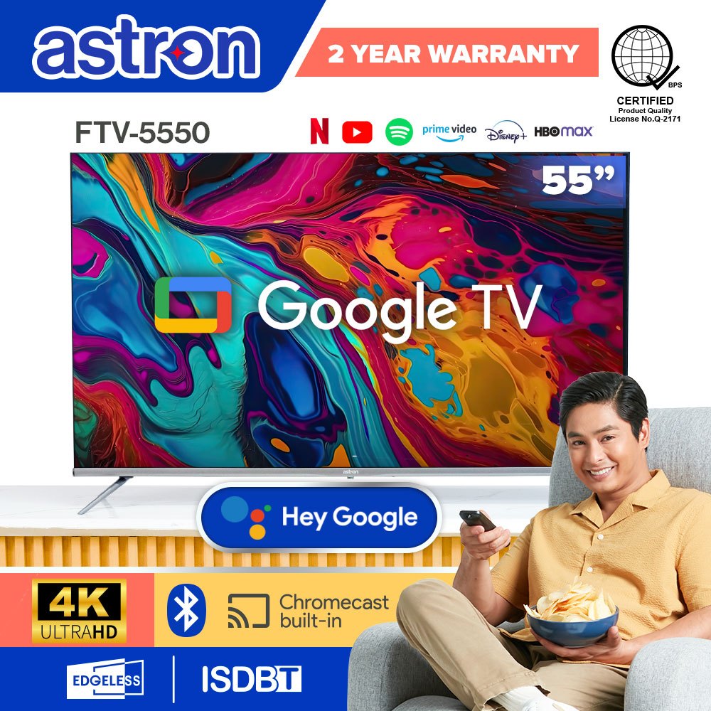Astron FTV5550 55" Google TV - 4k Ultra HD | Hey Google | WI-FI + LAN ...