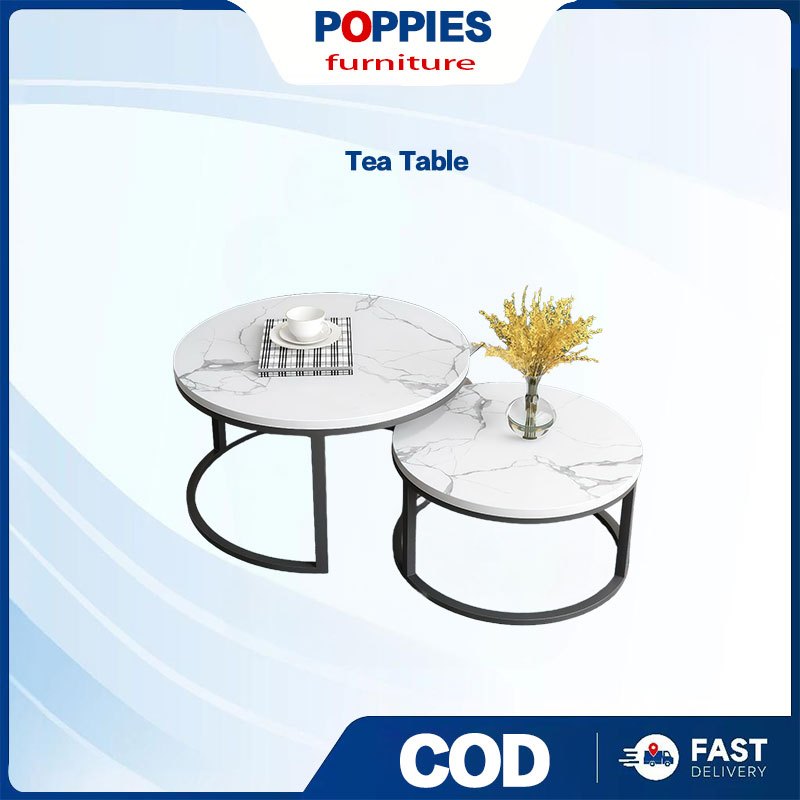 POPPIES Coffee Table 2 in 1 Living Room Center Table Round Table ...