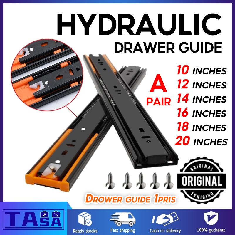 (A PAIR) Hydraulic Drawer Guide Rail Drawer Slider Bearing Heavy Duty ...
