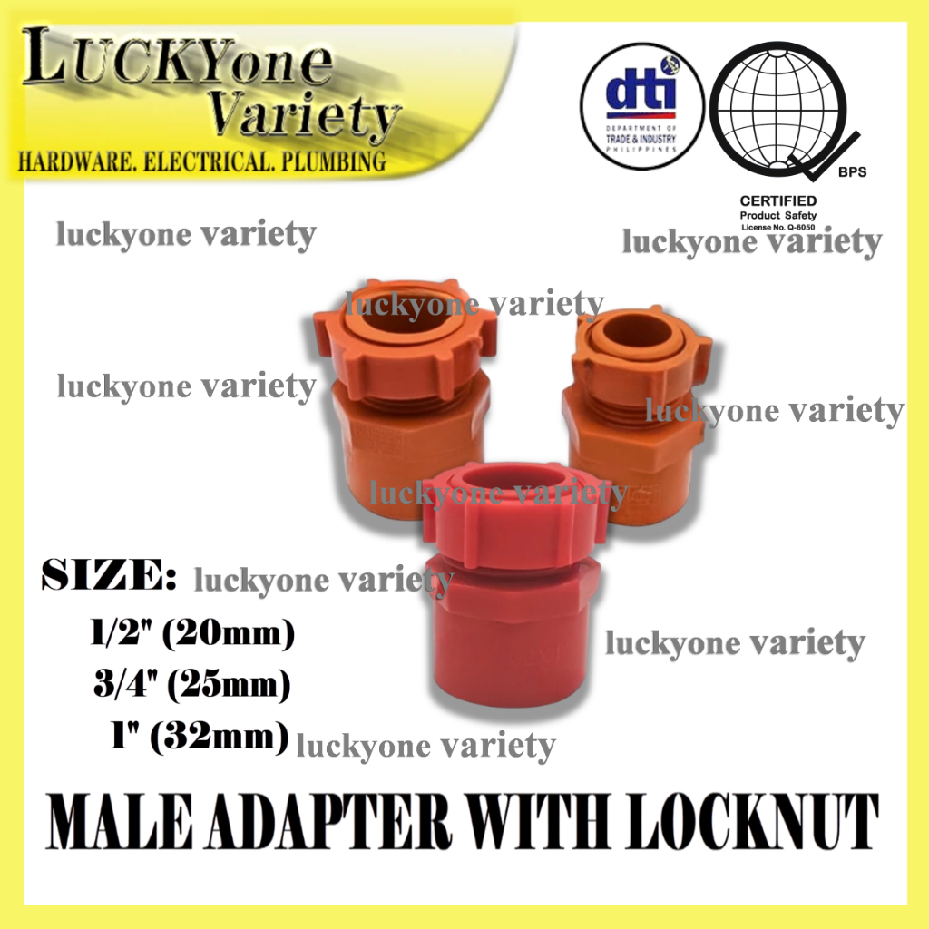 MALE ADAPTER WITH LOCKNUT 1/2 , 3/4 ,1inch | Shopee Philippines