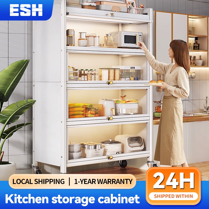 ESH Kitchen Rack Dustproof Storage Cabinet Carbon Steel Multi-function Rack Enclosed Rack ...