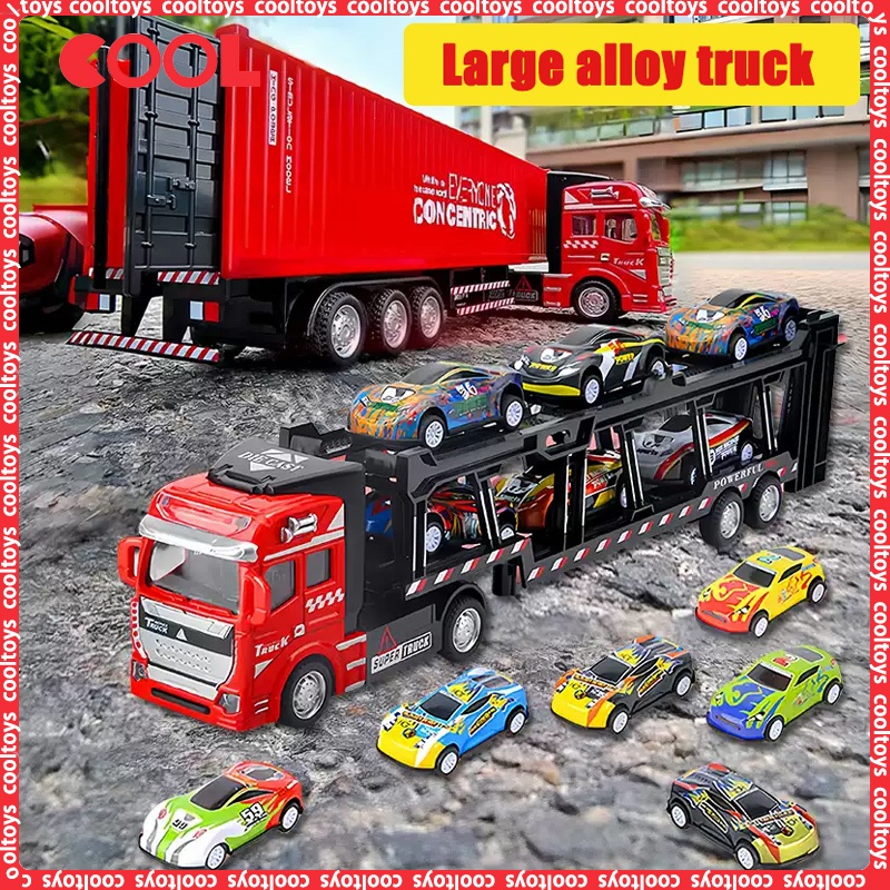 Truck Toys For Boys Big Size Car Model Heavy Transport Trucks With 6 ...