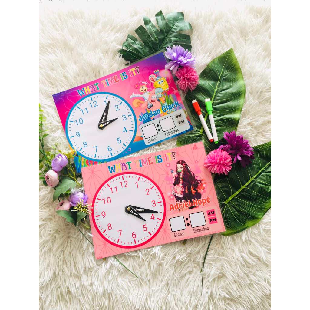 Personalized Laminated Clock with marker | Telling Time | Interactive ...