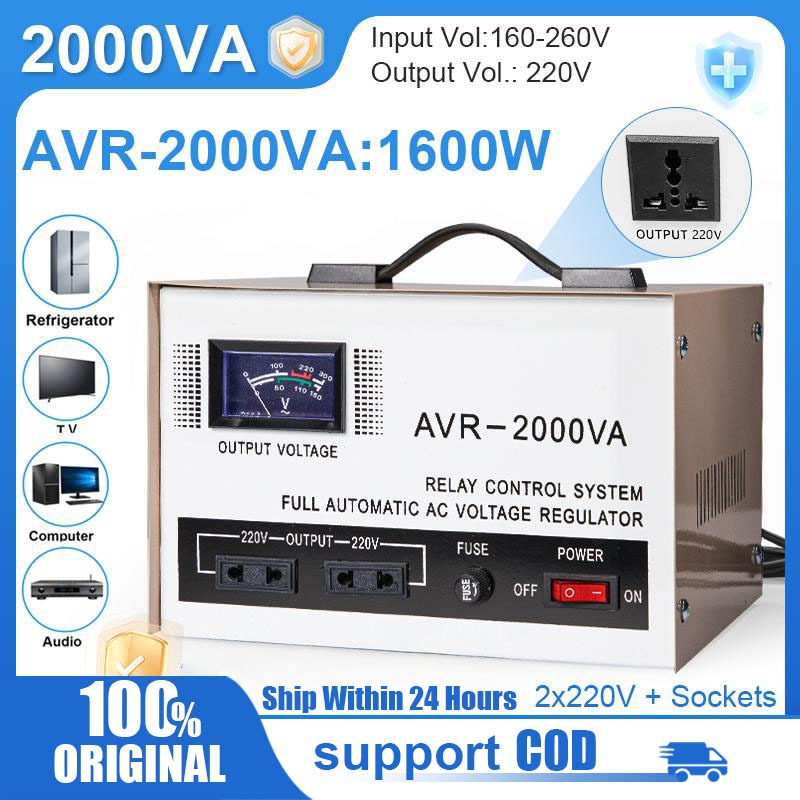 2000VA/1600W AVR Voltage Regulator 160-260V Input, 220V Output ...