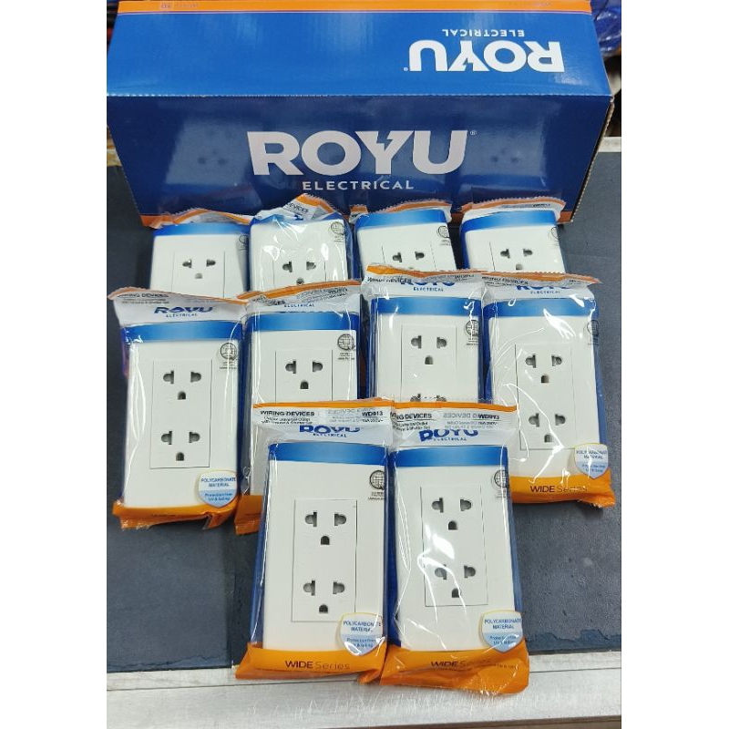 10 pcs. Royu Duplex Universal Outlet with Ground & Shutter WD913 ...