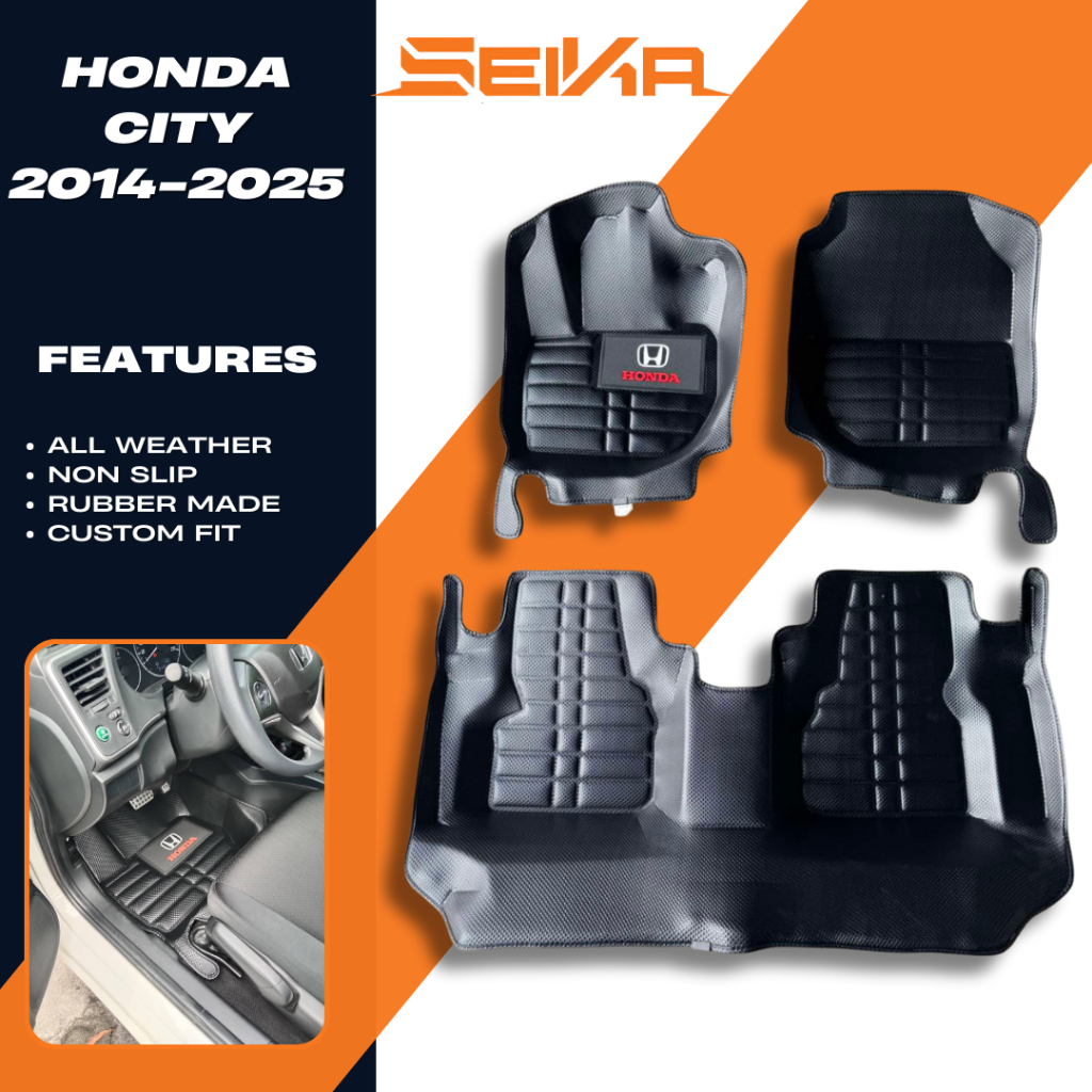 Honda City car mat (2014-2025) Premium Diamond Deep Dish Car Matting ...
