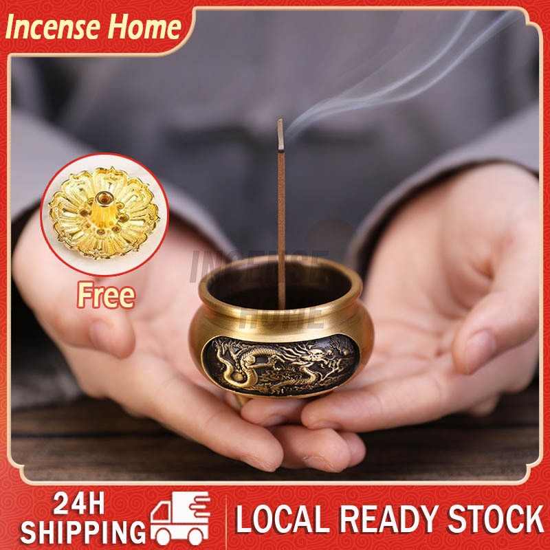 Mini Incense Burner Incense Stick Holder Three Foot Alloy Dragon Base ...