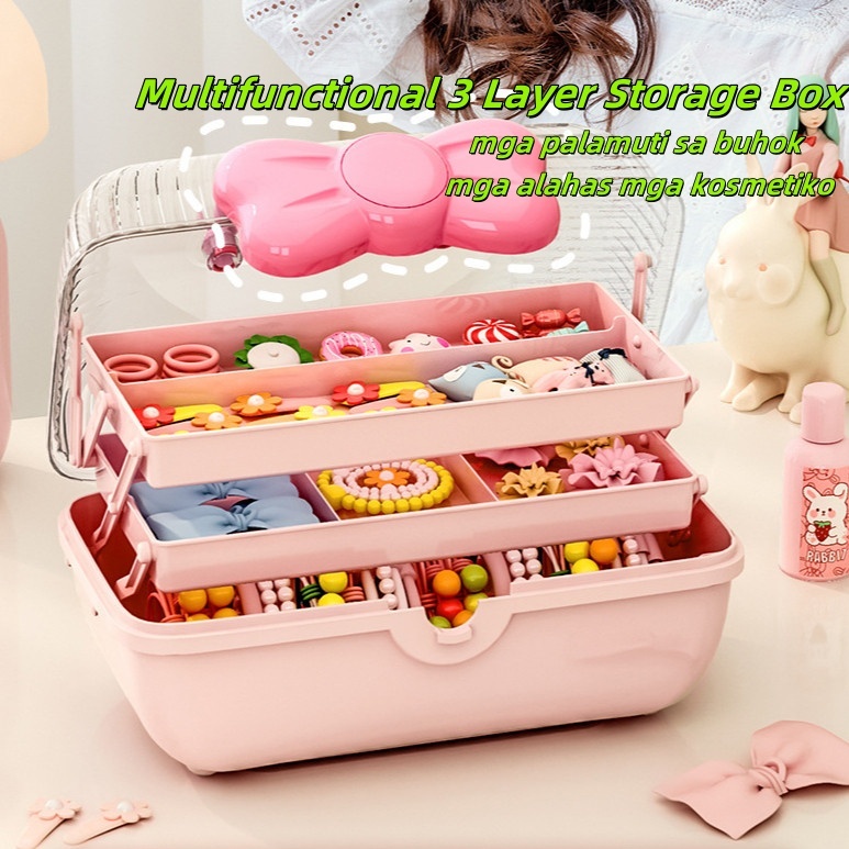 3 Layers DIY Keychain Guka Sticker Card Storage Box Desktop Hair ...