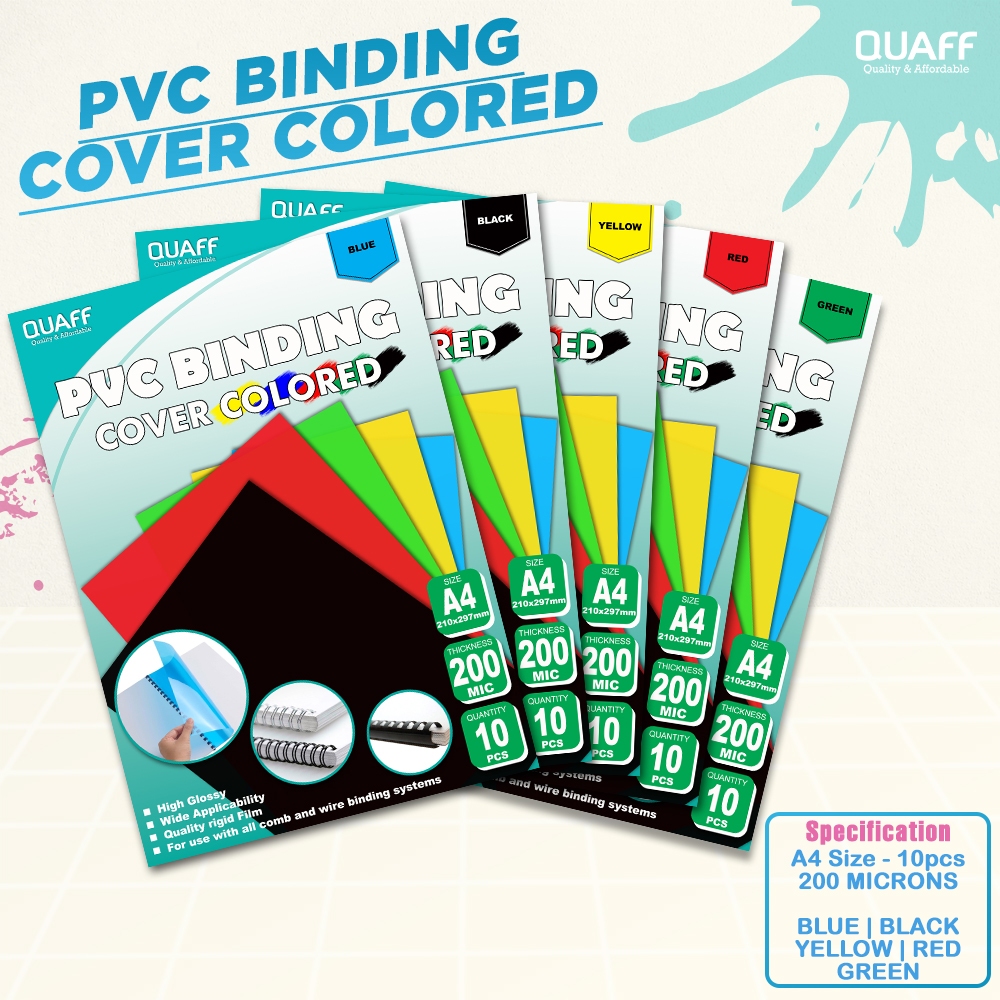 A4 Size Colored Transparent PVC Binding Cover 200micron - 10 Sheets ...