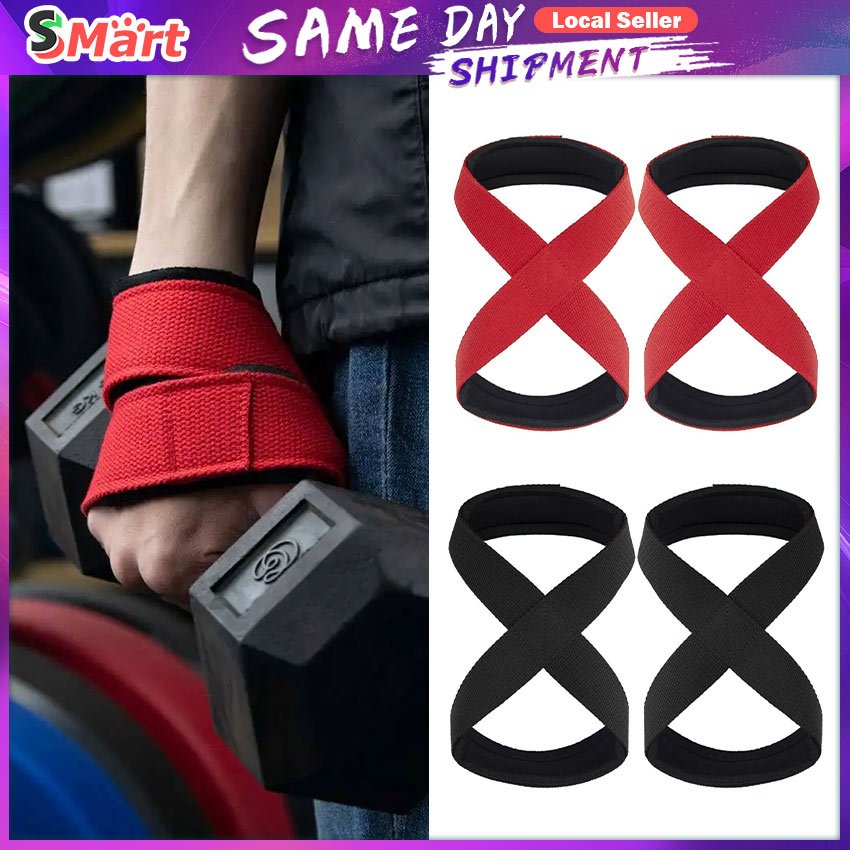 1Pair Padded Figure 8 Straps Deadlift Weight Lifting Wrist Belts For ...