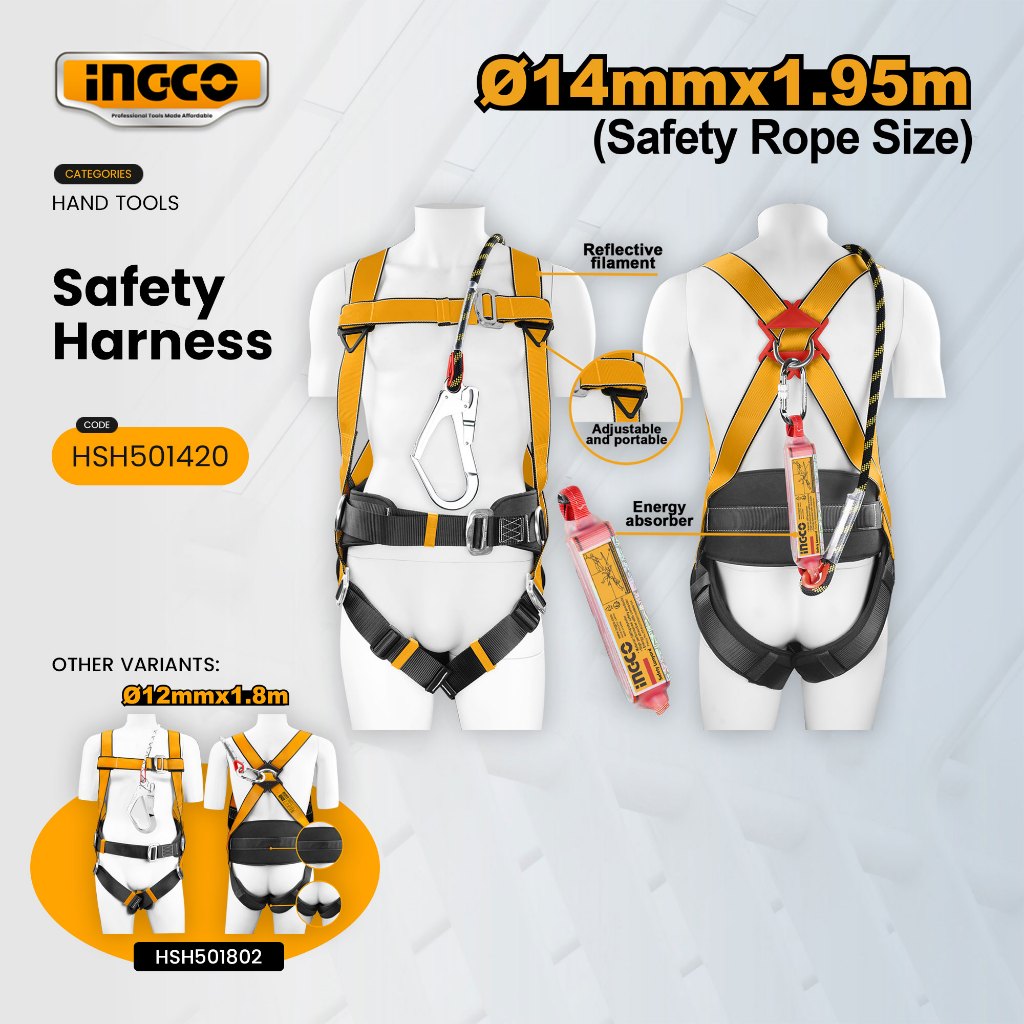 Ingco Full Body Safety Harness Fall Protection Belt Work Adjustable ...