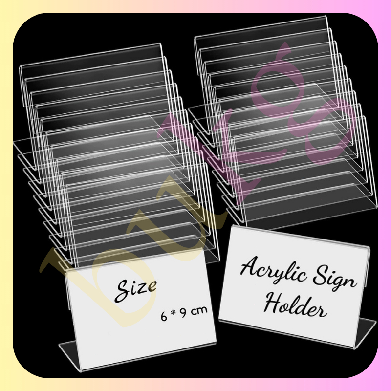 10Pcs Desk Sign Label Acrylic Display Stand Frame Price Tag Display ...