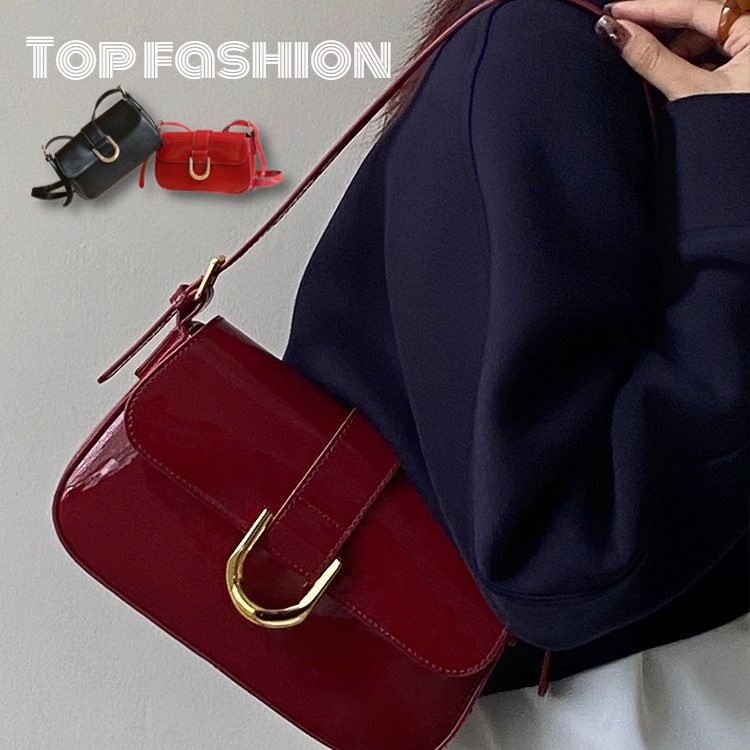 Retro Wine Red Vachette Clasp Portable Underarm Shoulder Messenger Bag ...