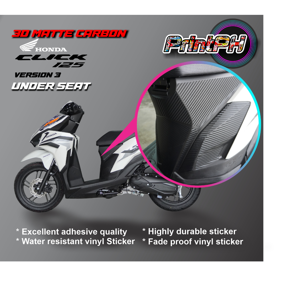 Honda Click 125 V3 Underseat Carbon Fiber Decals Sticker (Underseat ...