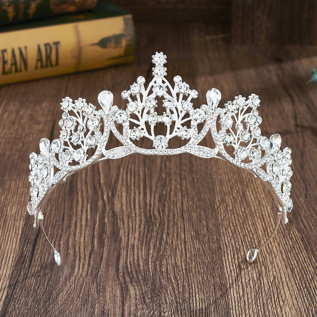 JP101 Bridal crown tiara water drop diamond ladies tiara | Shopee ...