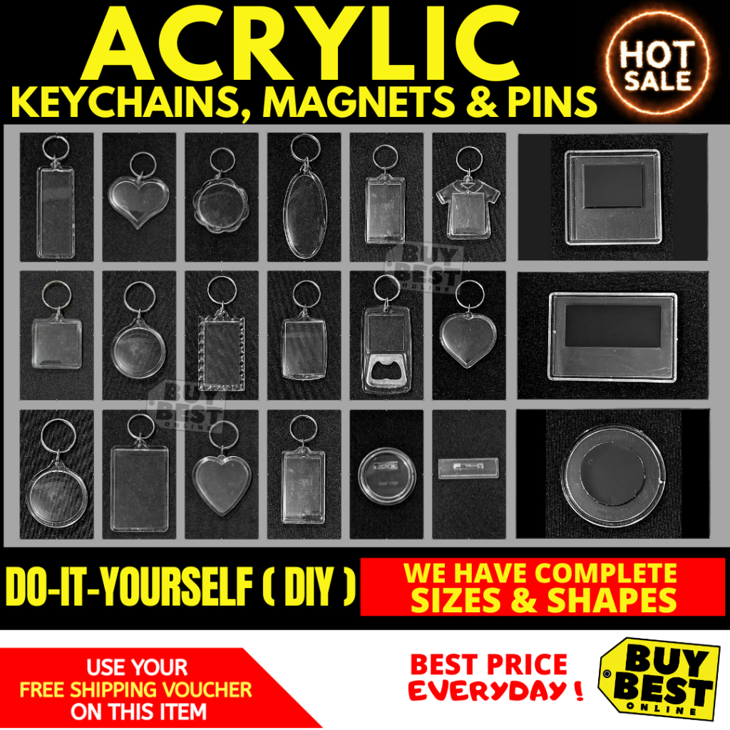 MegaDiscount] Acrylic Keychains, Magnets, Pins Photo Insert - CHEAPEST ...