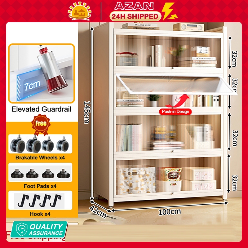 3/4/5 Layers Kitchen Rack Dustproof Storage Cabinet Carbon Steel Multi ...