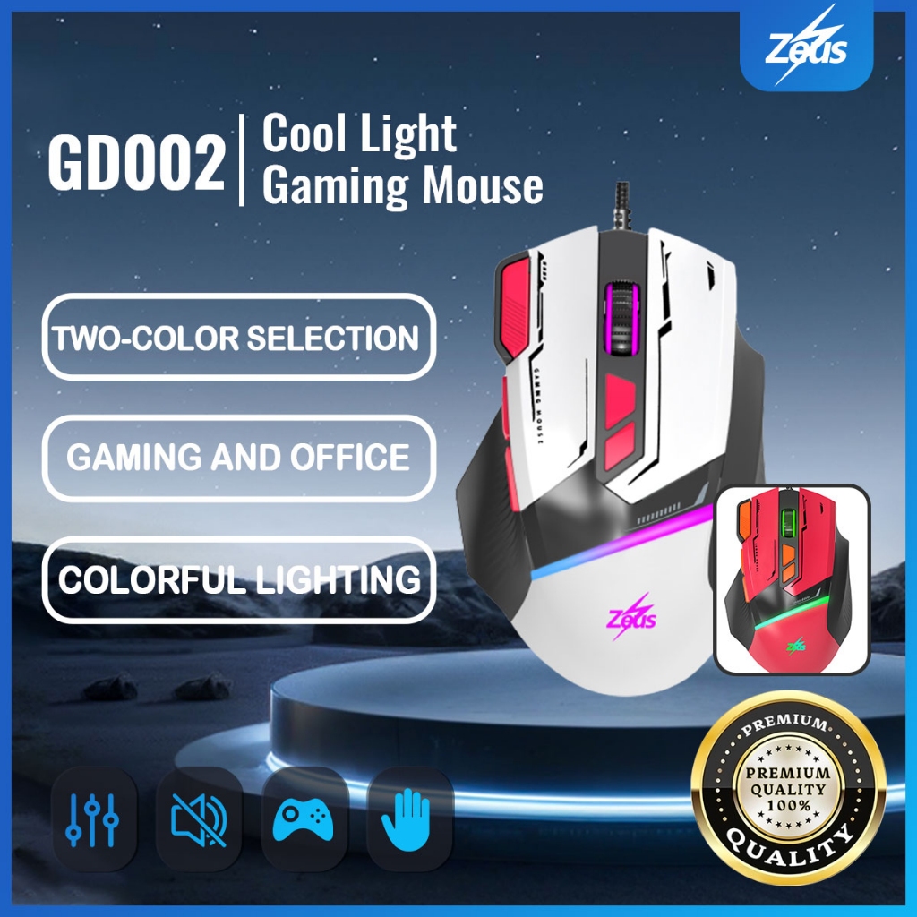 Zeus® x GUNDAM (GD-002) RGB LED 8-button wired gaming mouse with cool ...