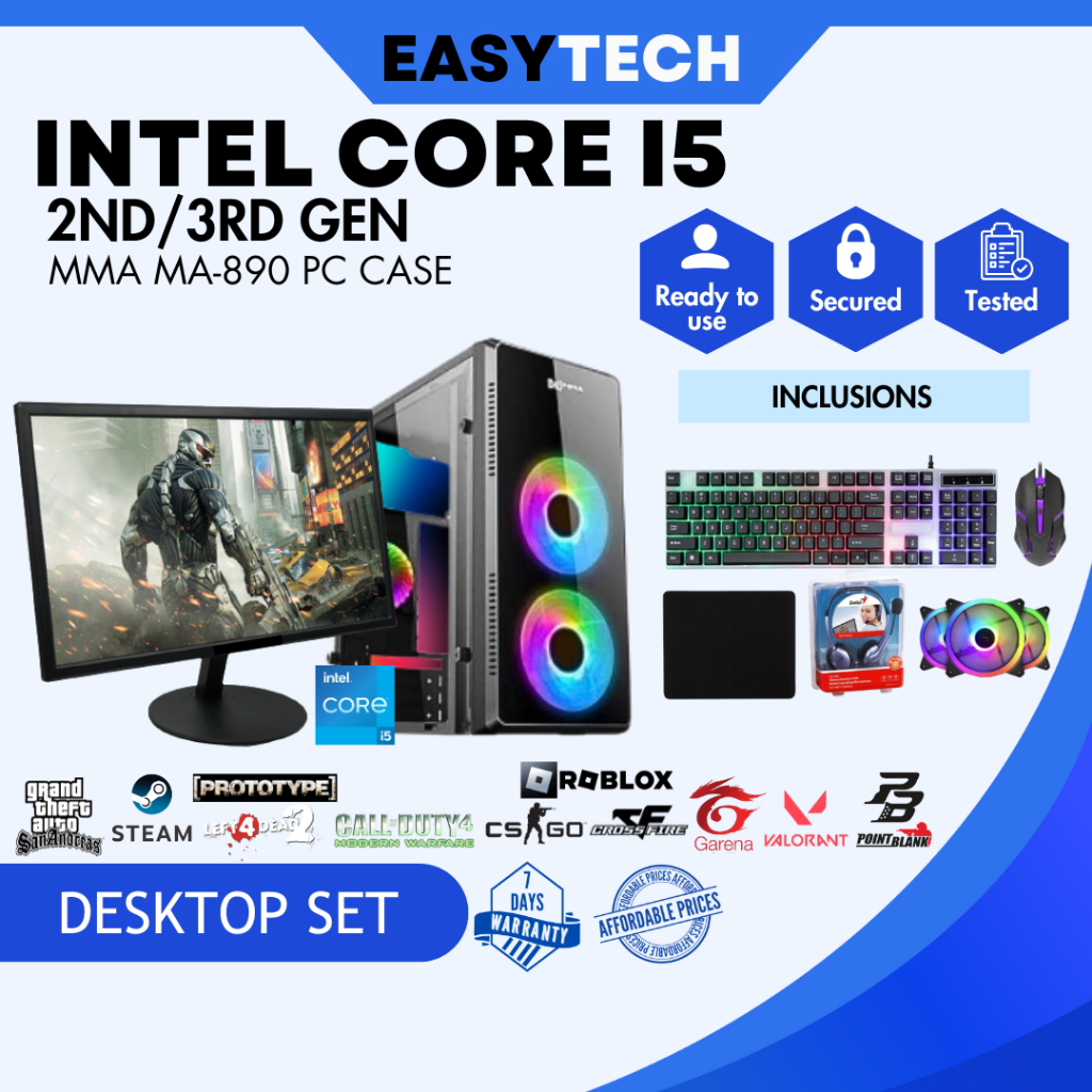 EASYTECH | Intel Core i5 2ND/3RD Gen 8GB RAM DDR3 500GB HDD Storage RGB ...