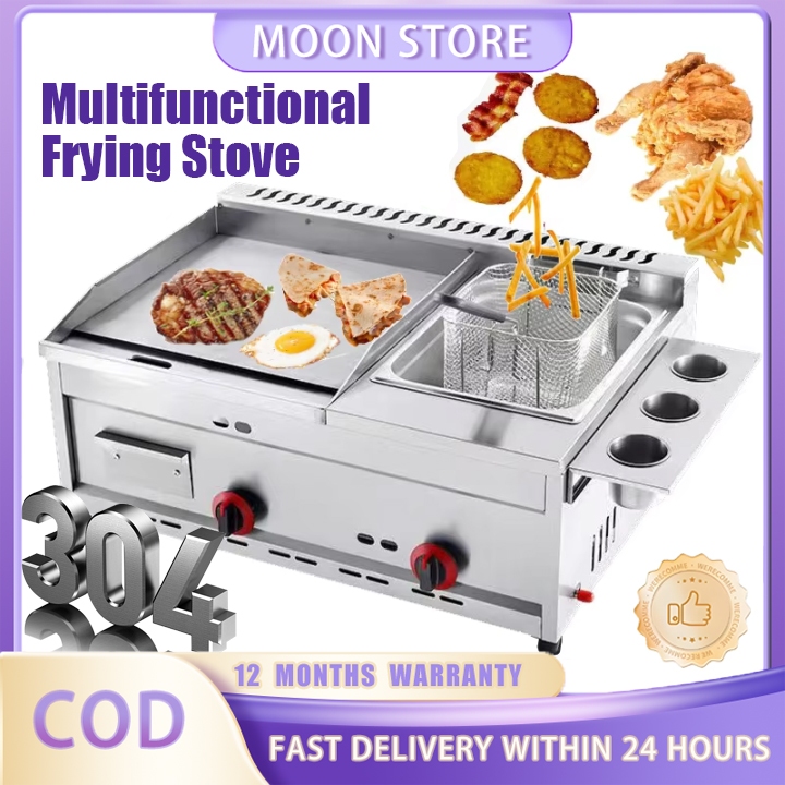 2 In1 Deep Fryer With Stove Commercial Stainless Steel Pan Multi ...