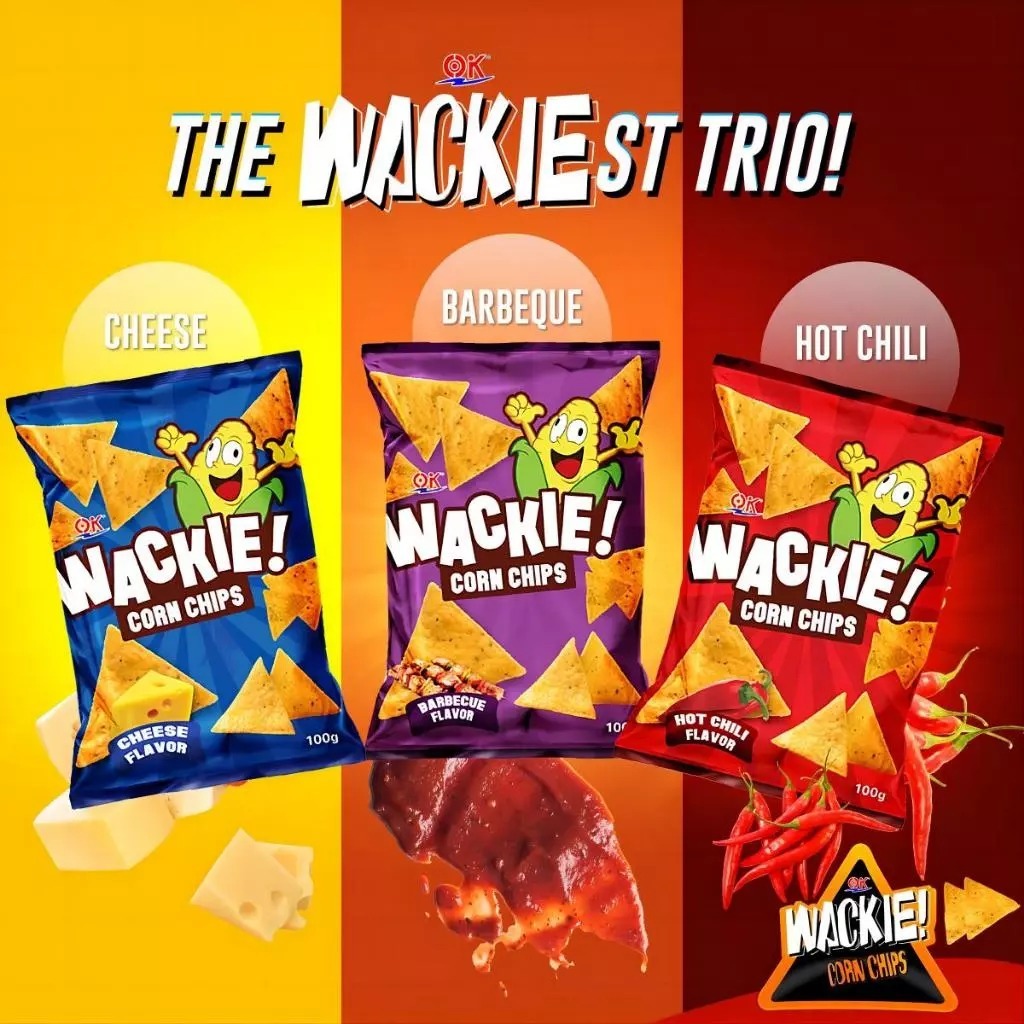 OK Wackie Corn Chips 100g Snack Crispy Crunchy Cheese Flavor | Shopee ...