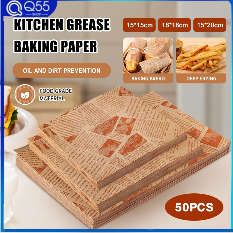 100pcs Printed Grease Proof Paper Bento Cake Paper Food Wrapper Food ...