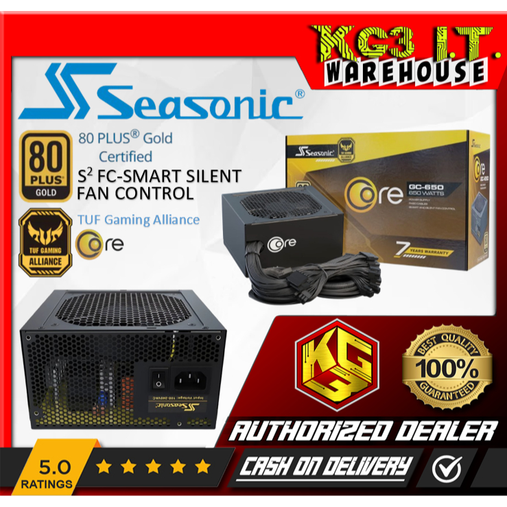 Seasonic PSU 650W Power Supply Unit Core GC-650 80+ Gold Fixed Cables ...