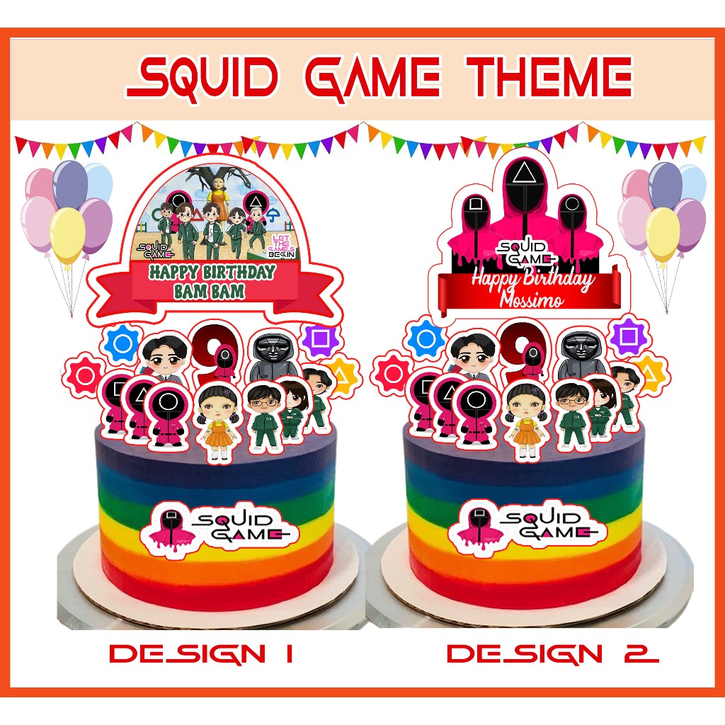 Customized SQUID GAME design Cake topper for birthday party | Shopee ...