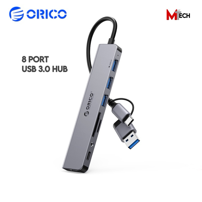 ORICO 8-Port USB 3.0 HUB 2in1 USB-C/A, TF/SD, 3.5mm Audio Port (ORICO ...