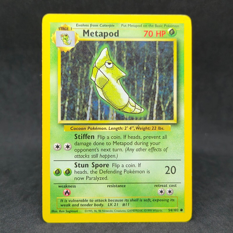 Vintage Pokemon TCG Metapod 54/102 1999 Base Set Unlimited Trading Card ...