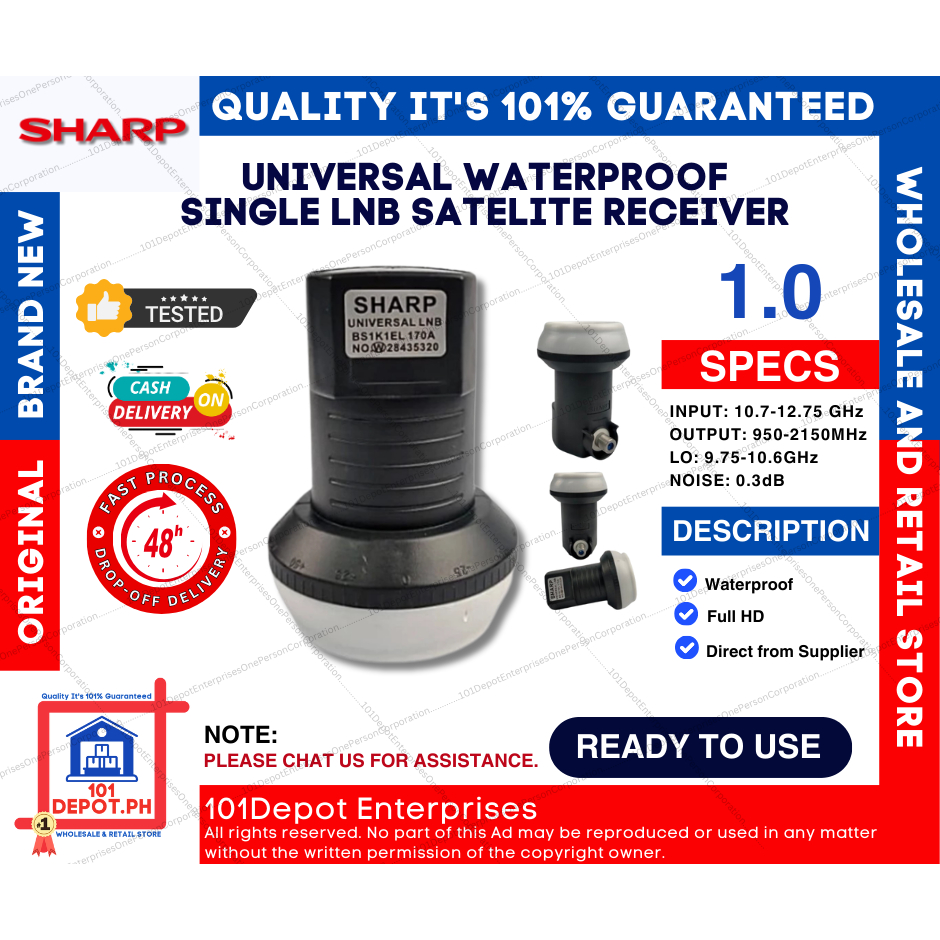 SHARP KU BAND UNIVERSAL WATERPROOF FULL HD 1080P SINGLE LNB SATELITE ...