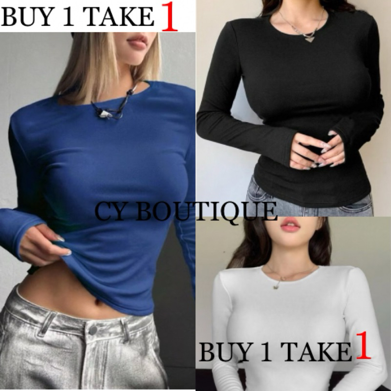 BUY1 TAKE 1 ROUND NECK LONG SLEEVE Double Lining Front Only Body ...