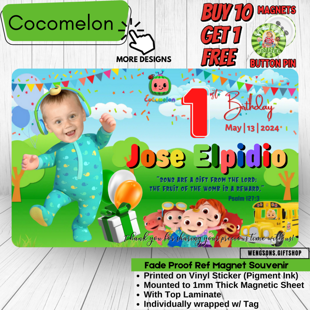 Cocomelon Ref Magnet Souvenir ATM Size | Birthday Souvenir ...