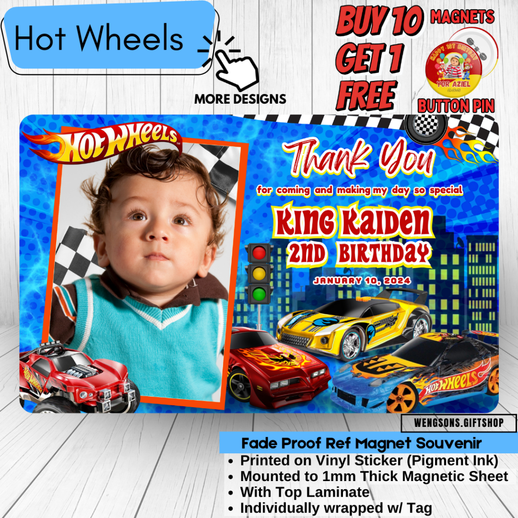 Hot Wheels | Race Car Ref Magnet Souvenir ATM Size | Birthday Souvenir ...