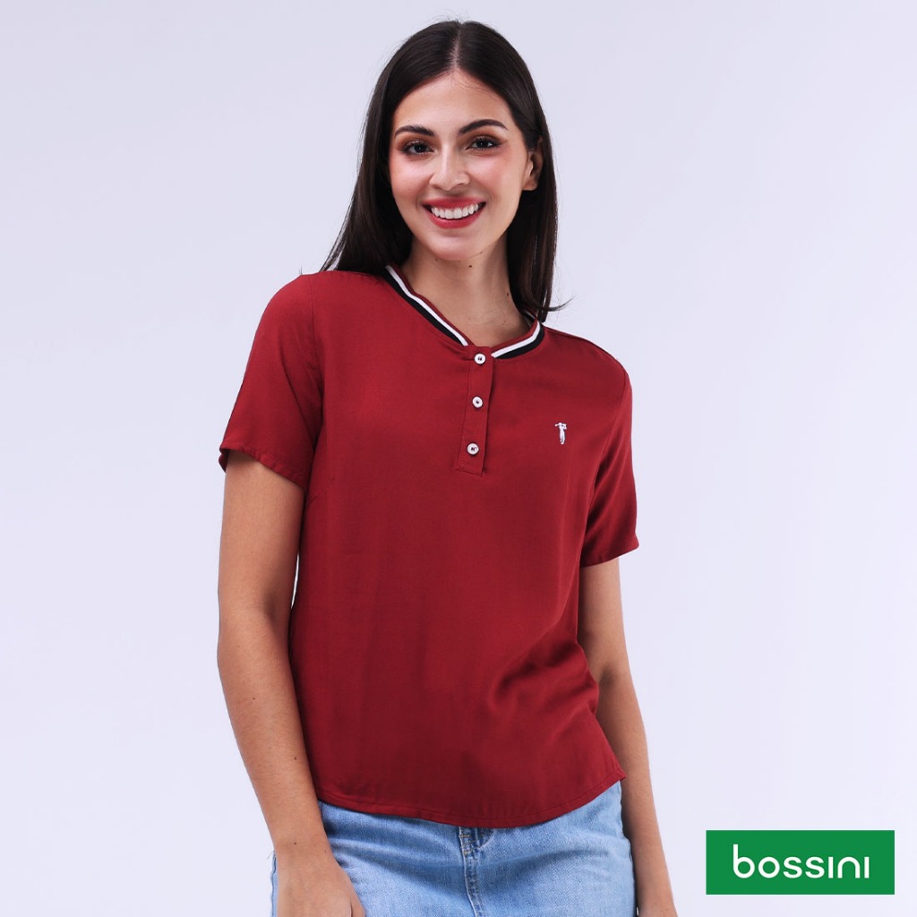 Bossini Ladies Woven Boldtwill Plain Short Sleeve Blouse OST04-0221 ...